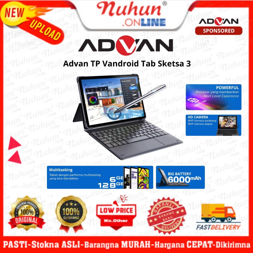 Jual Advan TP Vandroid Tab Sketsa 3 6GB / 128GB 10.1" HD IPS Tiger T606 ...