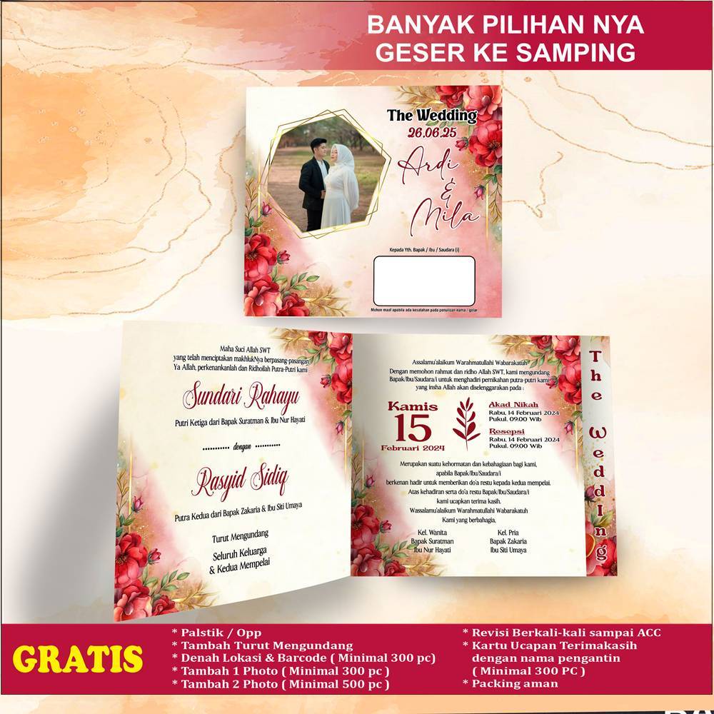 Jual Undangan Pernikahan Elegan Bisa Resepsi dan Ngunduh Mantu Kertas ...