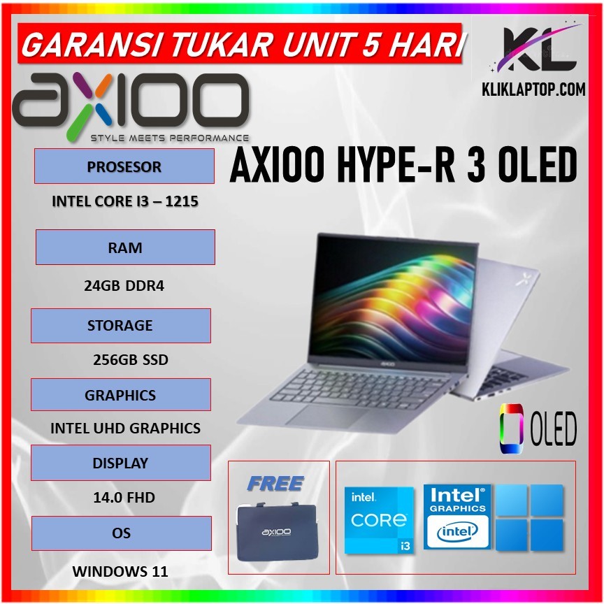 Jual AXIOO HYPE-R 3 OLED INTEL CORE I3 1215 RAM 24GB 256GB WINDOWS 11 ...