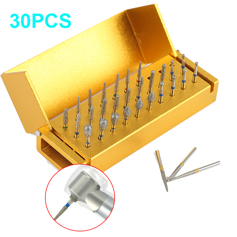 Jual 30PCS Gigi Dental Bur Diamond High Speed Burs Round Flame Fissure Holder Logam | Shopee ...