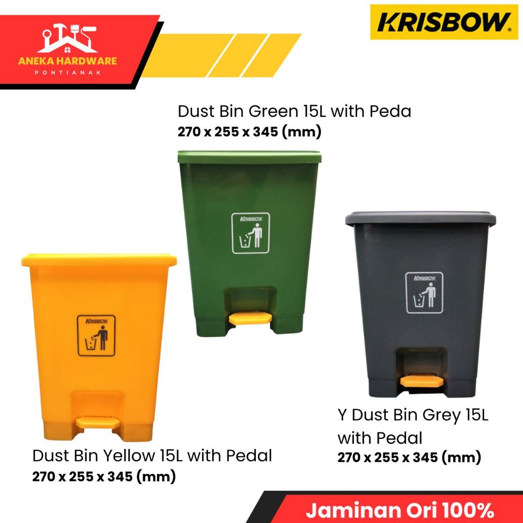 Jual Krisbow 15 Ltr Tempat Sampah Outdoor Pedal Plastik | Shopee Indonesia