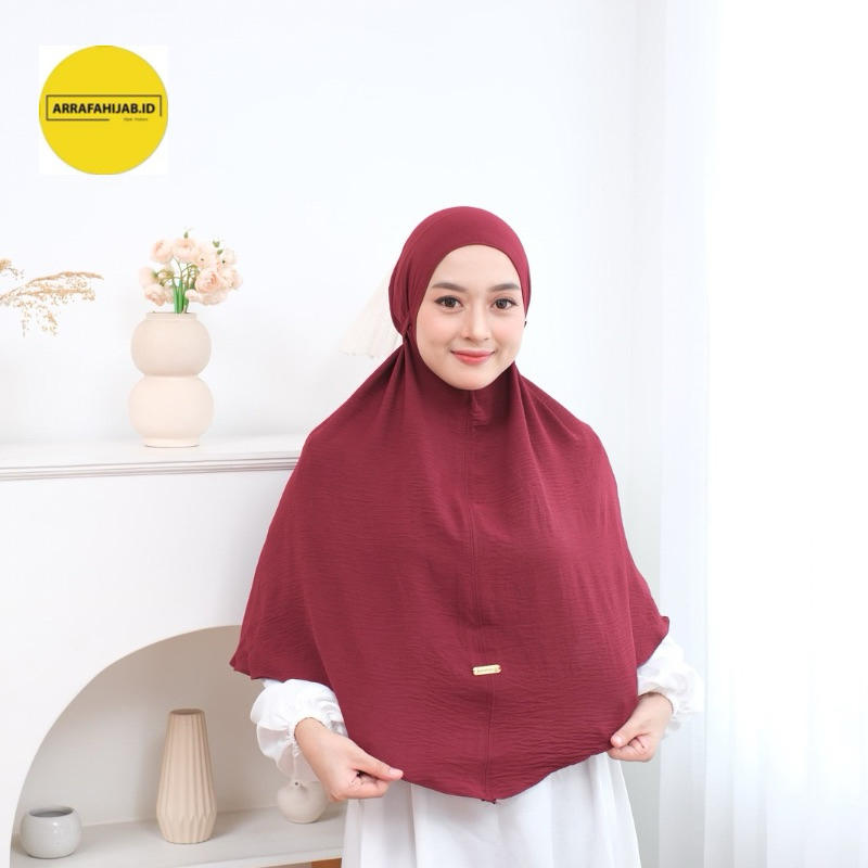 Jual Arrafah Hijab - Bergo Crinkle Size XL (Bahan Crinkle Airflow) | Shopee Indonesia