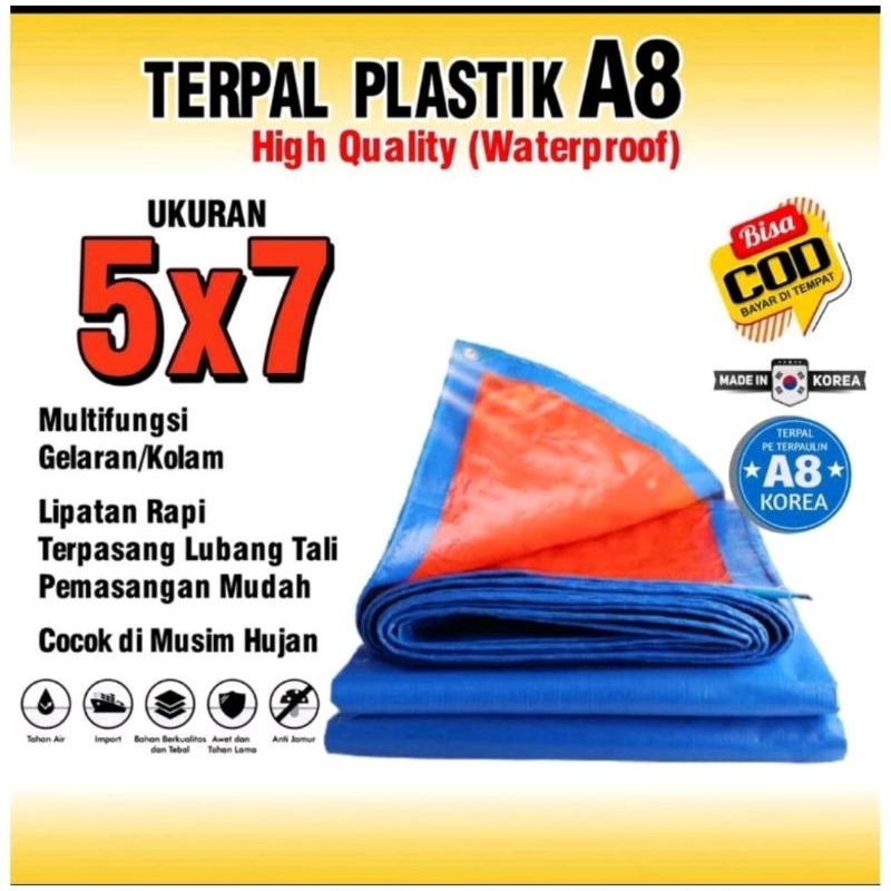 Jual terpal A8 ukuran 5x7 tidak tembus air tahan panas dan hujan ...