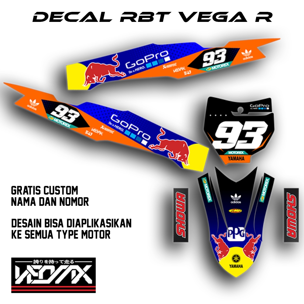 Jual DECAL STIKER RBT YAMAHA VEGA R NEW GRATIS CUSTOM NAMA DAN NOMOR ...
