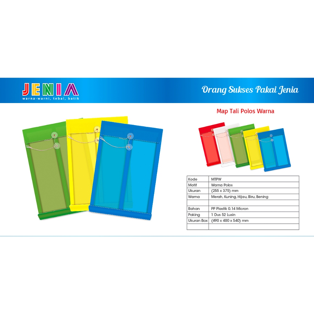 Jual (1 Bungkus) Map Tali Plastik Folio / Amplop Tali Transparan / File ...