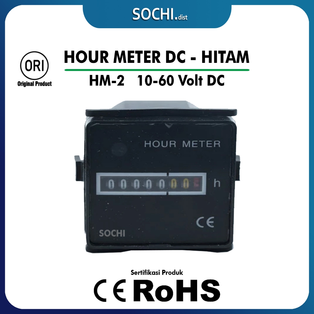Jual HOUR METER HM-2 HITAM 10-60 VOLT DC | Shopee Indonesia