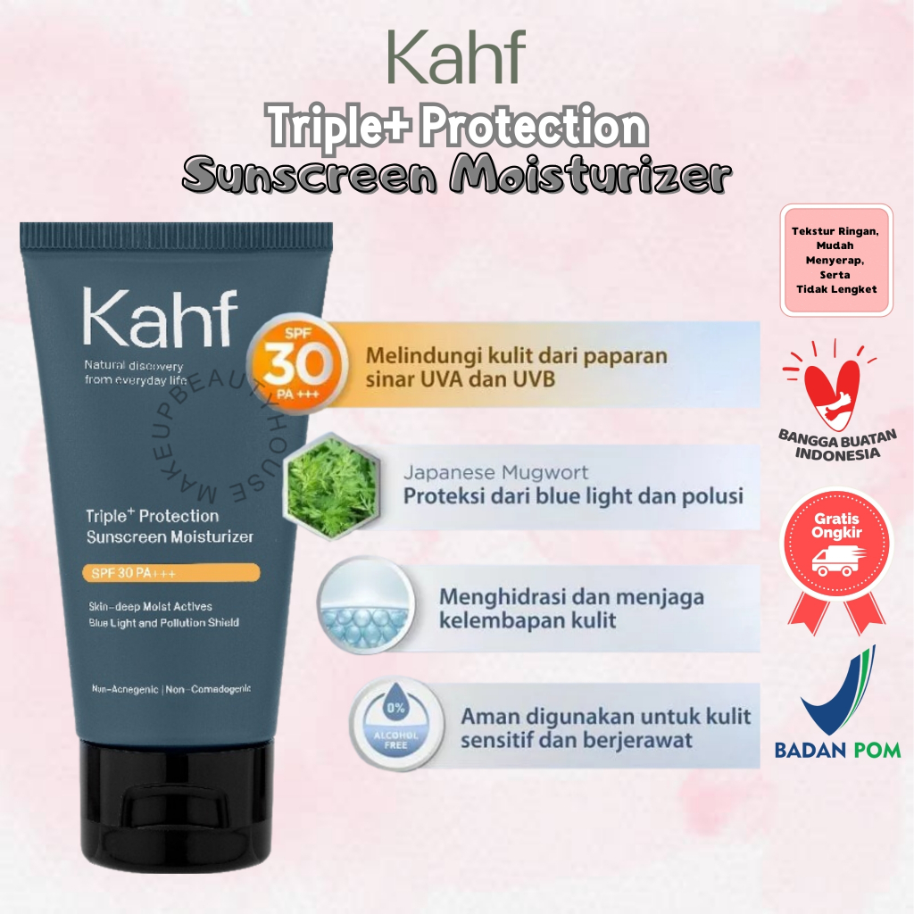 Jual KAHF Triple Protection Sunscreen Moisturizer SPF 30 PA+++ 30ml ...