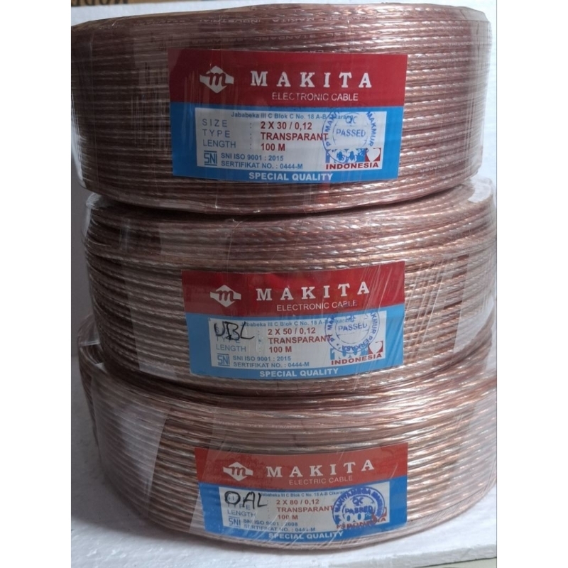 Jual MAKITA 2X30/2X50/2X80 KABEL MONSTER TRANPARAN SERABUT KABEL SPEAKER LISTRIK TEMBAGA MURNI ...