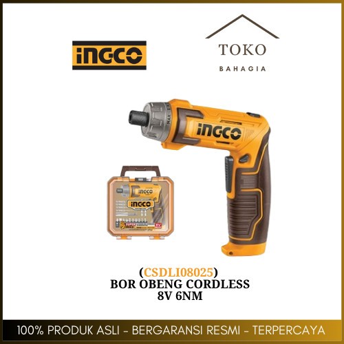 Jual Cordless Screwdriver (8V 6Nm) INGCO CSDLI08025 Obeng Listrik Multi ...