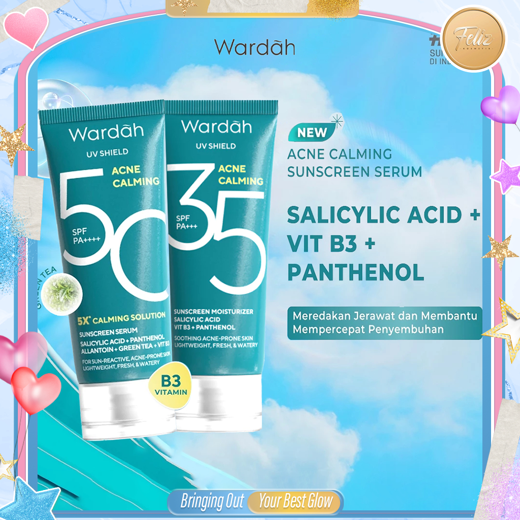 Jual * FELIZ * WARDAH UV Shield Acne Calming Sunscreen Moisturizer (HIJAU) SPF35/SPF50 PA ...