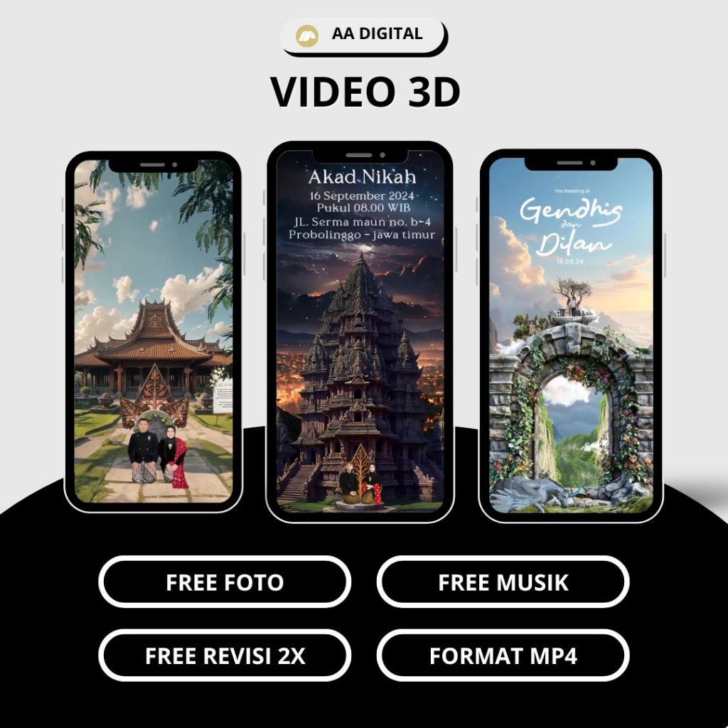Jual Undangan 3D VIdeo Pernikahan Cantik Rustic Aesthetic | Shopee ...