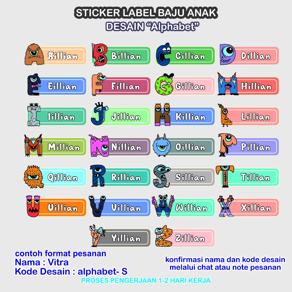 Jual 50pcs Sticker Label Printing Nama Baju Custom DTF Seragam Baju ...