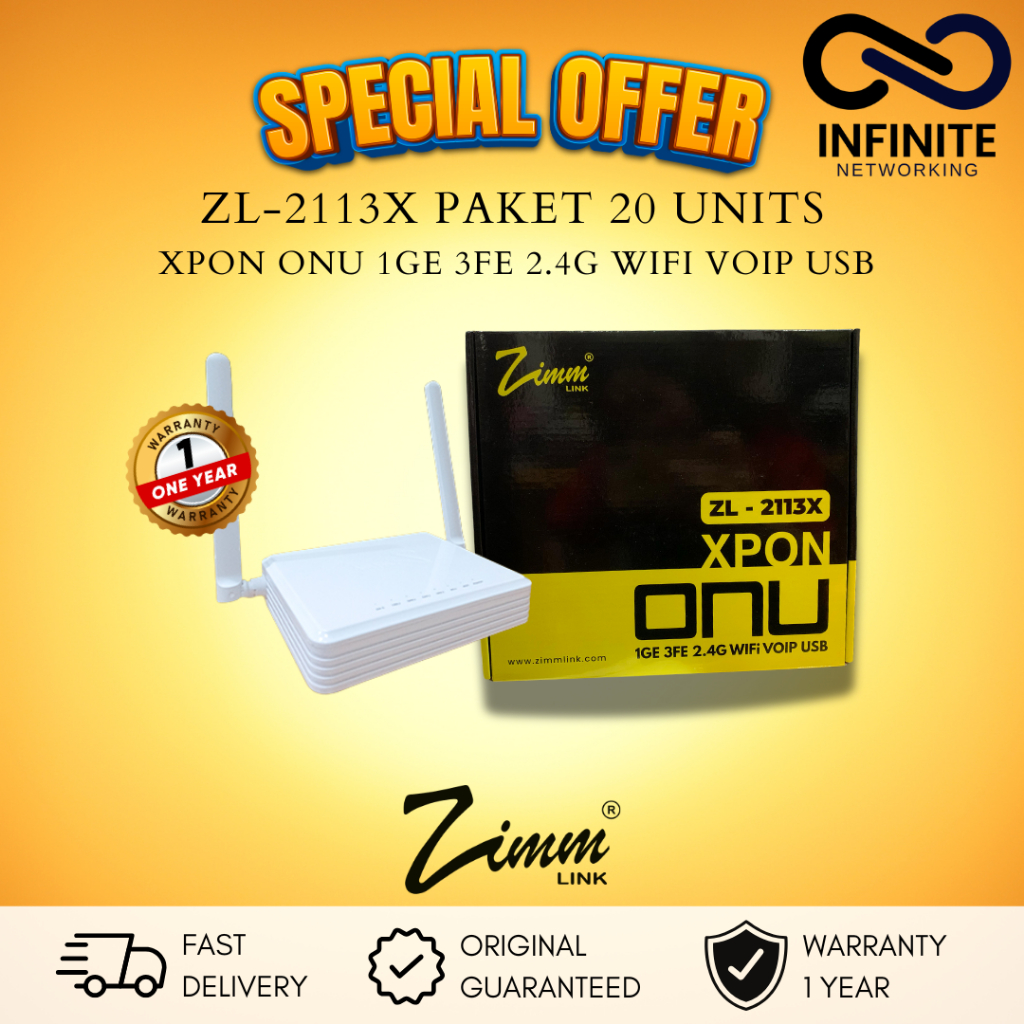 Jual ZIMMLINK XPON ONU ZL-2113X Support ONT EPON & GPON 1GE 3FE 2,4G ...