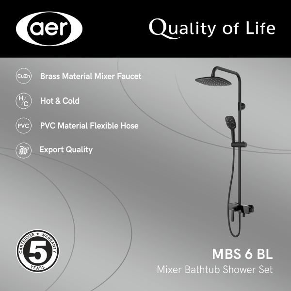 Jual AER Mixer Bathub Shower Set Panas-Dingin, Kran Air, Keran MBS 6 BL ...