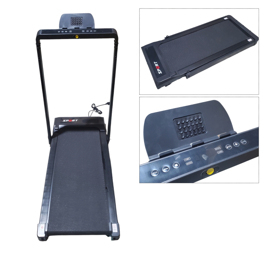 Jual Treadmill Elektrik Alat Fitness Gym Lipat Running Machine Walking Pad Speaker 2.5 HP Hitam ...