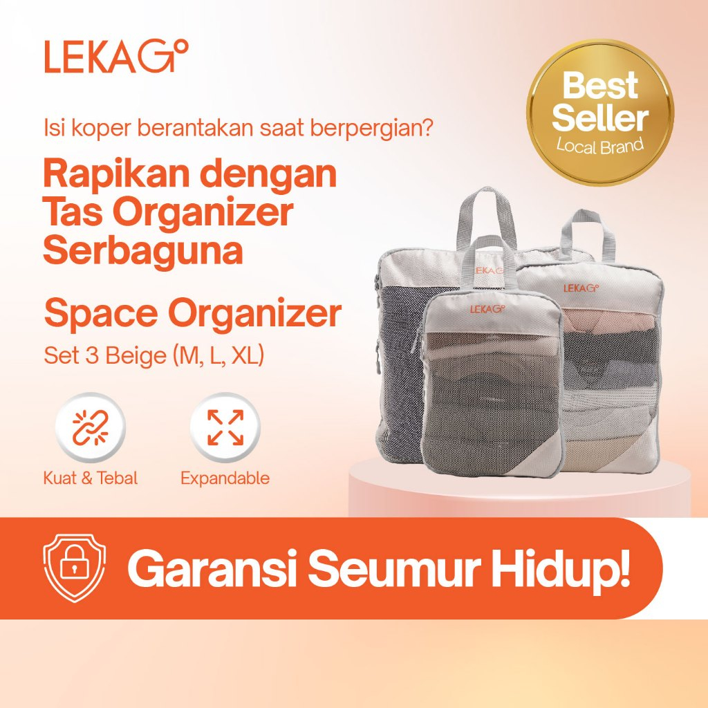 Jual (TRIAL BUNDLE) LEKA Go! Space Organizer Beige (Lifetime Guarantee ...