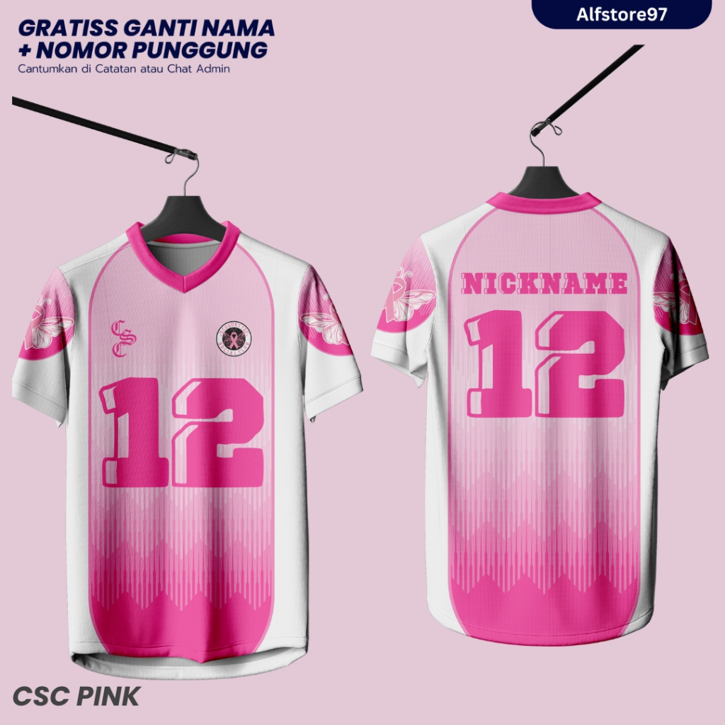 Jual Pakaian Baju Jersey CSC Pink Custom Nama dan Nomor Punggung ...