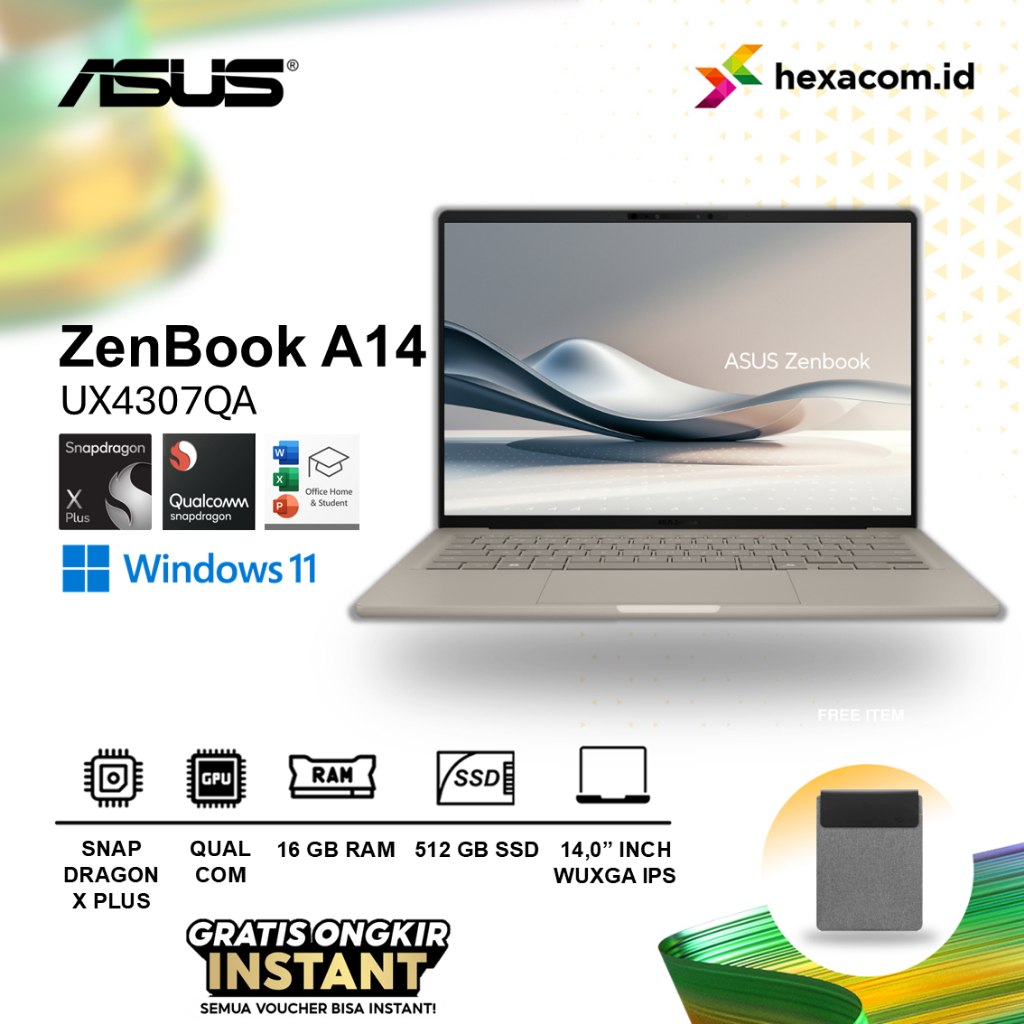 Jual Laptop Asus Zenbook A14 UX3407QA Snapdragon X X126100 16GB 512GB ...
