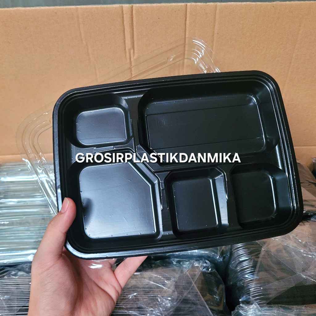 Jual MIKA BOX BENTO SEKAT 5 / TRAY BENTO SEKAT 5 TAHAN PANAS ISI 50 SET ...