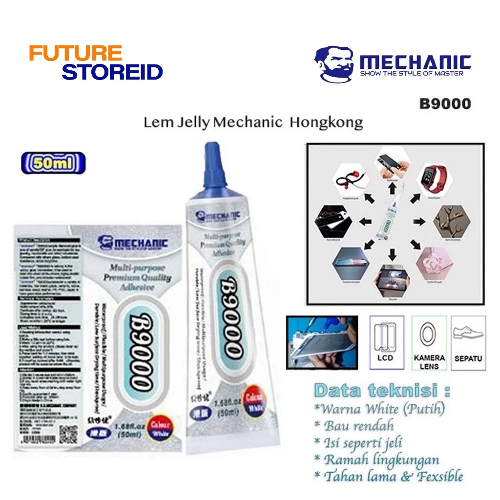 Jual MECHANIC B9000 LEM JELLY 50ML PUTIH SUSU HONGKONG SERIES ORIGINAL | Shopee Indonesia
