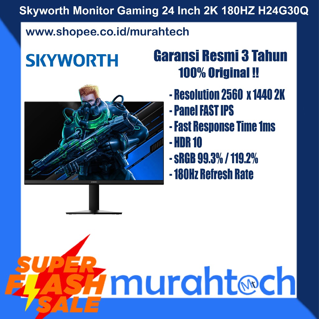 Jual [PACKING KAYU] Skyworth H24G30Q Monitor Gaming 24 Inch 2K 180Hz ...