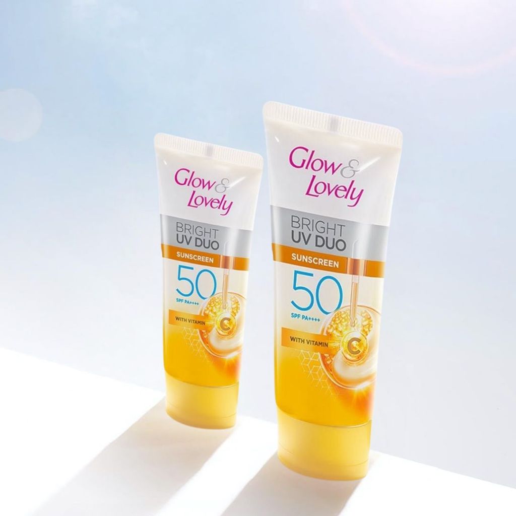 Jual Glow & Lovely Bright UV Duo Sunscreen SPF 50 PA++++ With Vitamin C ...