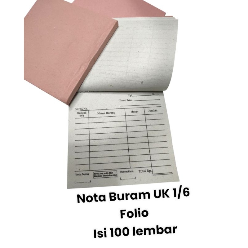 Jual NOTA BURAM UK 1/6 FOLIO POSISI BERDIRI ISI 100 LEMBAR | Shopee ...