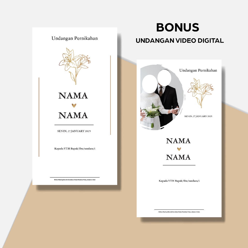 Jual Undangan Pernikahan Aesthetic simpel elegan kekinian | Shopee ...