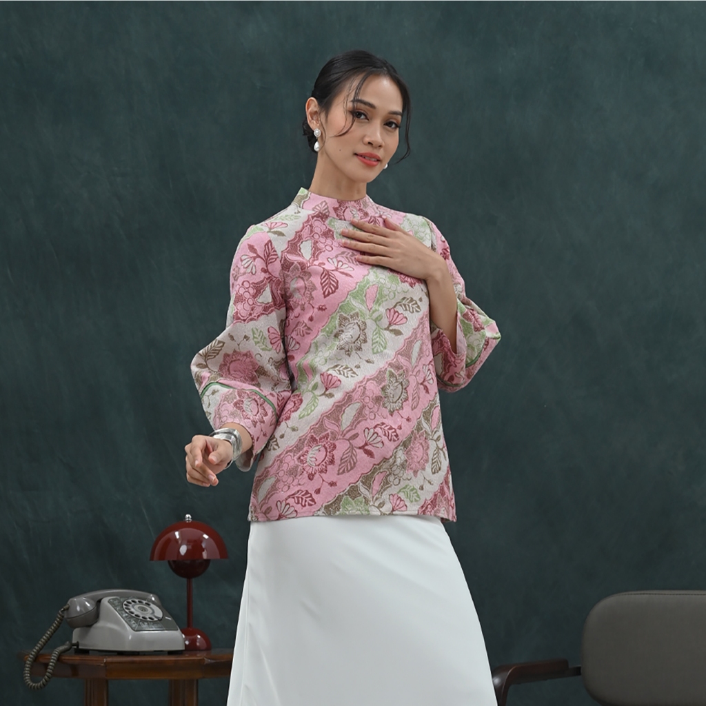 Jual NONA RARA - Lesi Dobi T3893, Baju kerja blouse batik wanita modern ...