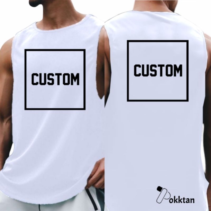 Jual Kaos Olahraga Singlet Low Cut Custom Desain Sablon Putih | Shopee ...