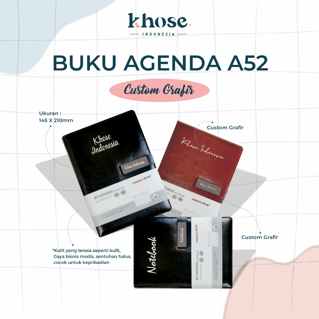 Jual Buku Agenda A52 Kancing/ Kunci Besi Magnet Custom Grafir 100 ...