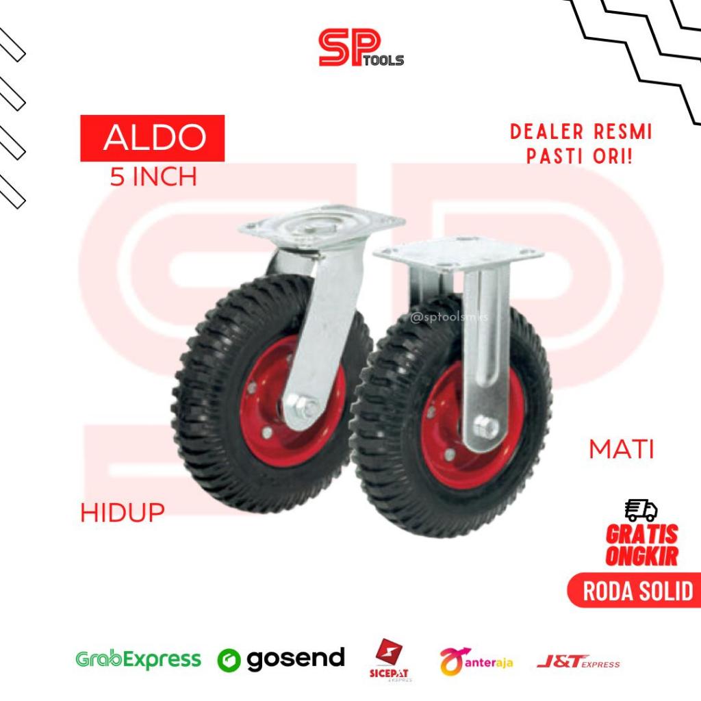 Jual RODA KARET SOLID CONFIGURATED GERIGI 5" 5 INCH HIDUP / MATI ALDO ...