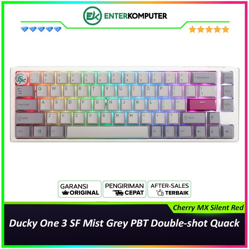 Jual Ducky One 3 SF Mist Grey PBT Double-shot Quack Mechanical Gaming ...