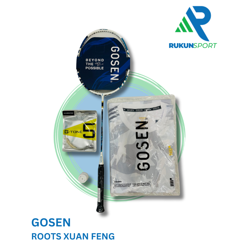 Jual Raket Badminton GOSEN ROOTS XUAN FENG (White/Blue) | Shopee Indonesia