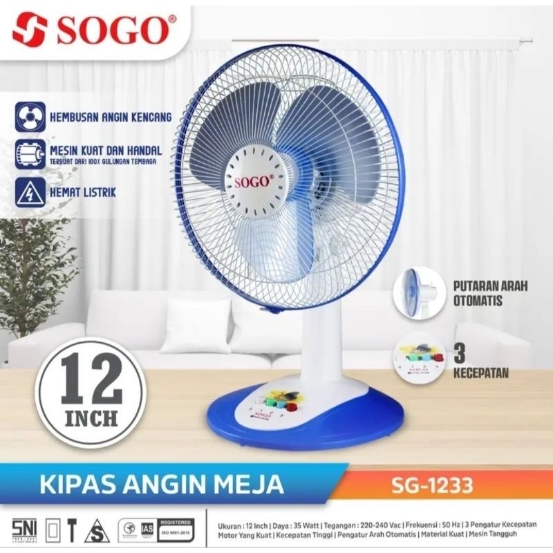 Jual BATAM - SOGO SG1233 SG 1233 desk fan kipas angin duduk meja 12 ...