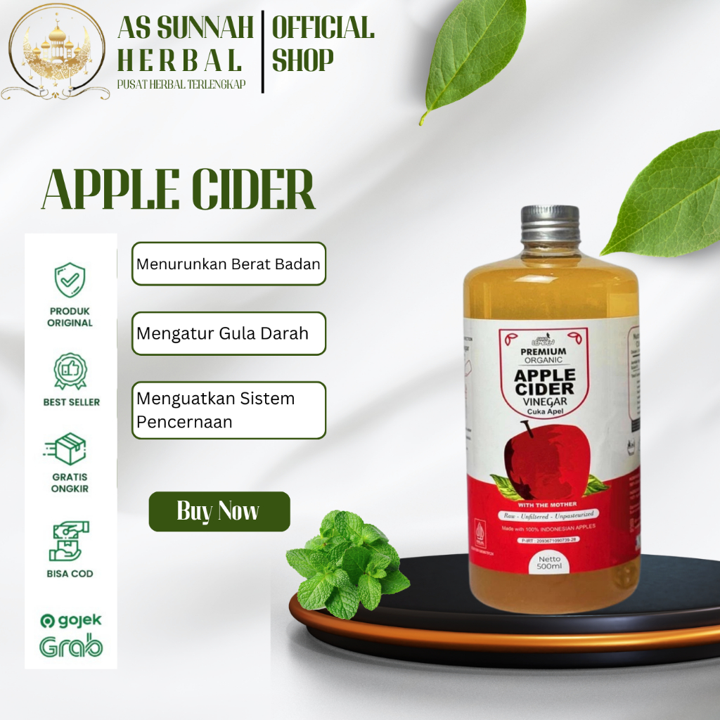 Jual CUKA APEL ORIGINAL ORGANIK 500 ML /APPLE CIDER VINEGAR WITH MOTHER ...