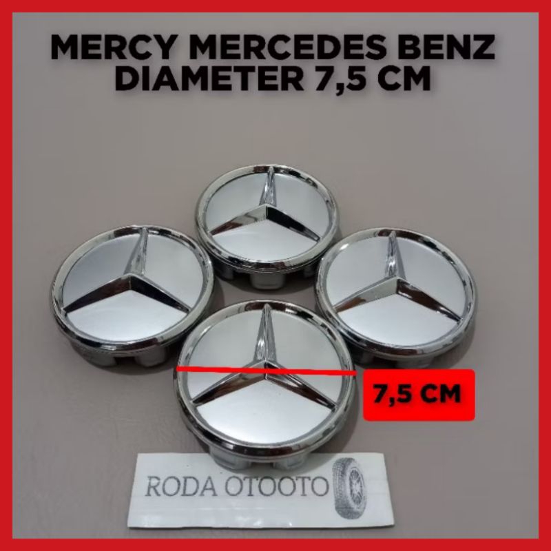 Jual Dop roda tutup velg mobil MERCY MERCEDES BENZ logo chrome diameter ...