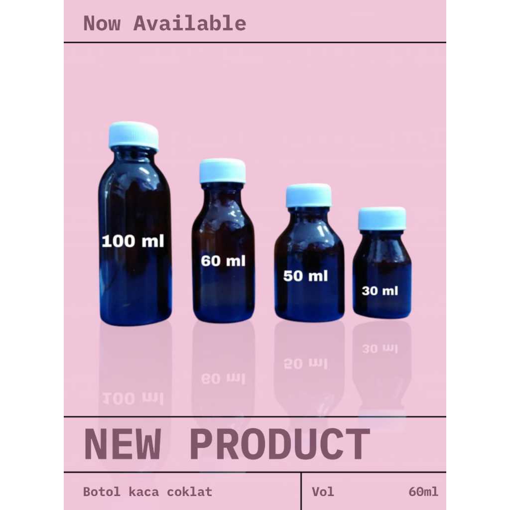 Jual Botol kaca cokat 60ml BARU/botol amber/botol sirup kaca | Shopee Indonesia