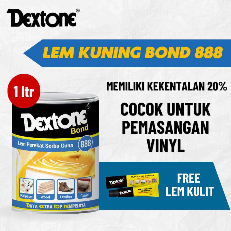 Jual Dextone Lem kuning 888 1L/Lem Vinyl/Lem kuning/Lem Karet | Shopee ...