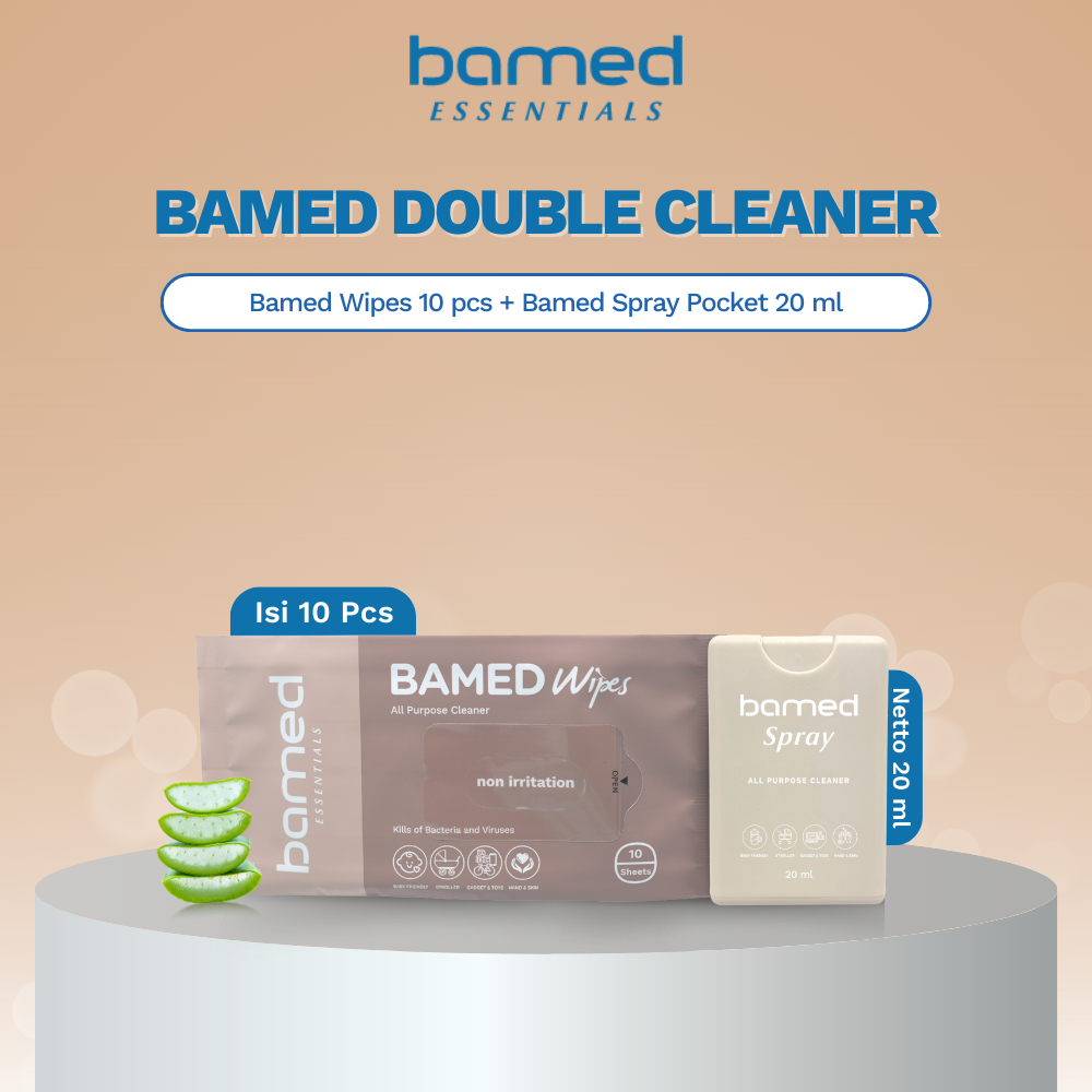 Jual Bamed Essentials Wipes All Purpose Cleaner 10'S Tissu basah Food Grade + Spray All Purpose ...