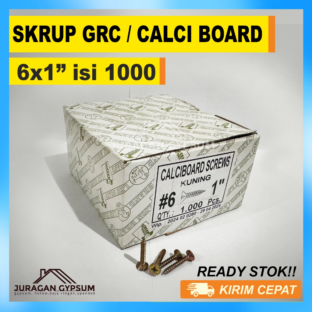 Jual Skrup GRC kuning 6x1 / Calciboard Screw 6x1 isi 1000 / 2,5cm ...