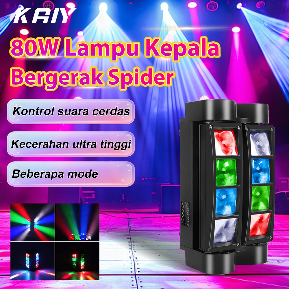 Jual Lampu Kepala Bergerak Spider/ Spider Moving Head Lights 8x10W LED ...