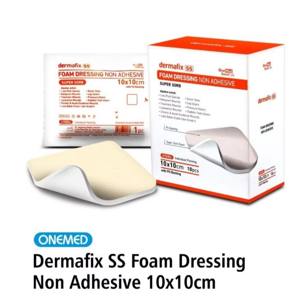 Jual Dermafix SS Foam Dressing Pad Without PU Backing 10 x 10cm OneMed ...