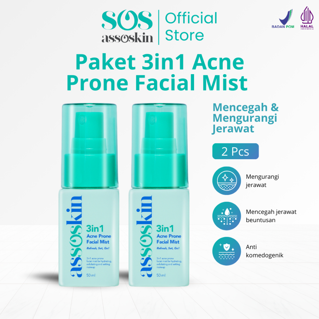 Jual ASSOSKIN Bundling Setting Spray 3in1 Acne Prone Facial Mist 50ml x ...