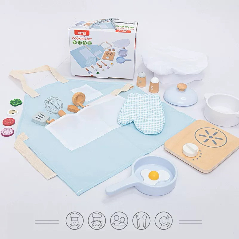 Jual umu wooden cooking set pretend plays mainan role play masak2an ...
