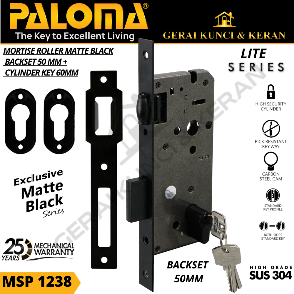 Jual PALOMA MSP 1238 50MM Body Kunci Cylinder Mortise Lock Pintu Kupu ...