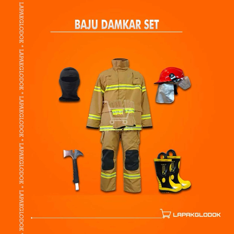 Jual Baju Damkar Set - Fireman Suit - Baju Pemadam Khaki | Shopee Indonesia