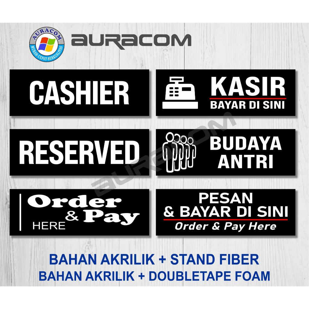 Jual Akrilik Kasir,Budaya Antri|Sign Reserved, Cashier, order & Pay ...