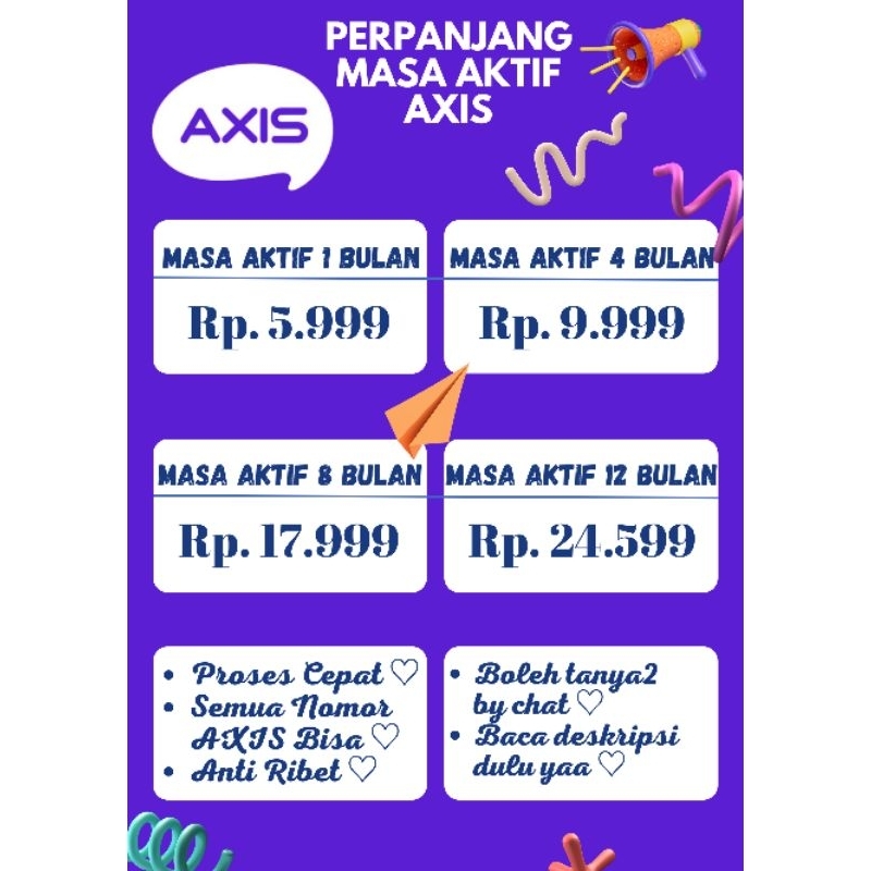 Jual Tambah/perpanjang Masa Aktif axis, promo paling murah meriah ...