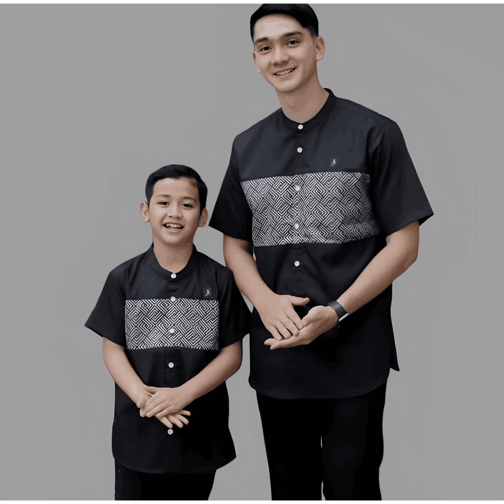 Jual Baju Koko lengan pendek Couple ayah dan anak umur 3-12 tahun motif ...